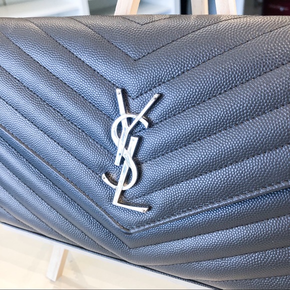 Yves Saint Laurent | Bags | Ysl Leather Chain Wallet Earth Grey | Poshmark